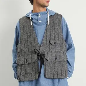 Engineered Garments Herringbone Wool Fowl Vest - Dark Grey